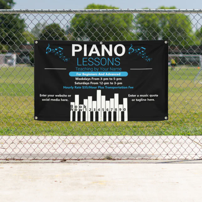 Customize Piano Lessons Music Teacher Yard Banner | Zazzle