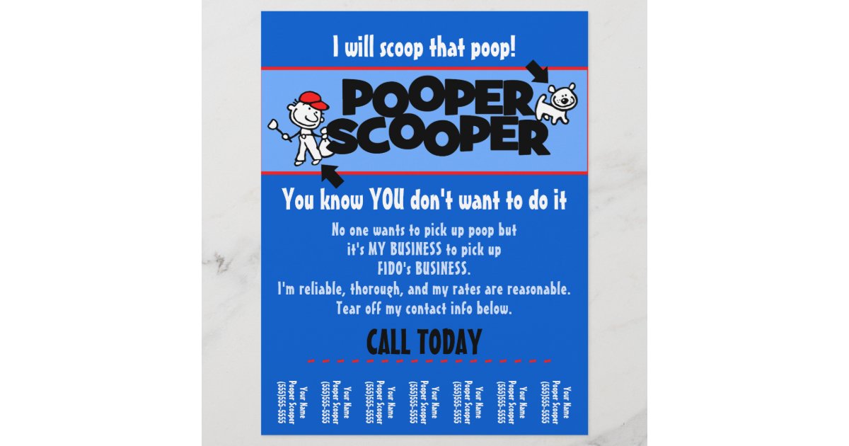 CUSTOMIZE Pooper Scooper business tear sheet flyer | Zazzle