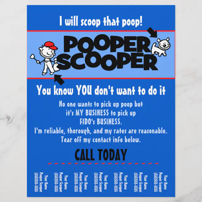 CUSTOMIZE Pooper Scooper business tear sheet flyer | Zazzle