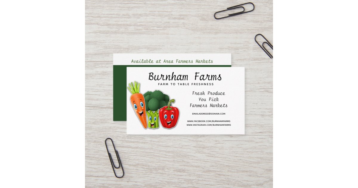Customize Produce Vegetable Farm Business Card | Zazzle