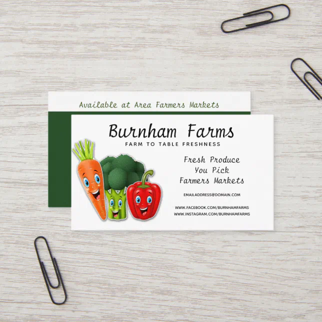 Customize Produce Vegetable Farm Business Card | Zazzle