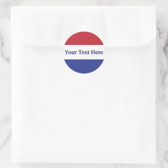 customize red, white and blue design classic round sticker | Zazzle