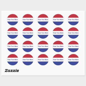 customize red, white and blue design classic round sticker | Zazzle