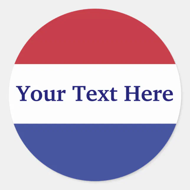 customize red, white and blue design classic round sticker | Zazzle