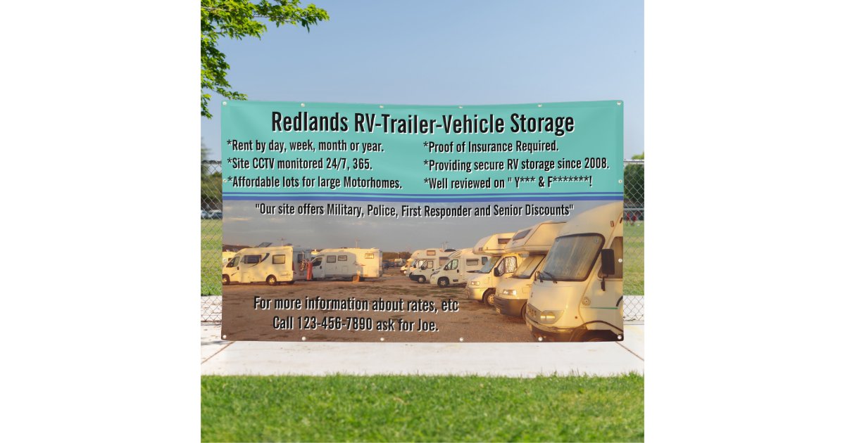 Customize RV Trailer Vehicle Storage Lot Large Banner | Zazzle
