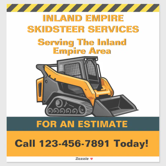 Customize Skid Steer For Hire Small Business Truck Sticker | Zazzle