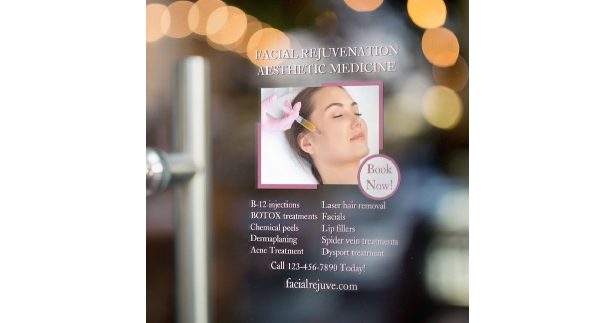 Customize Skin Treatment Botox Facials Detailed 2 Window Cling | Zazzle