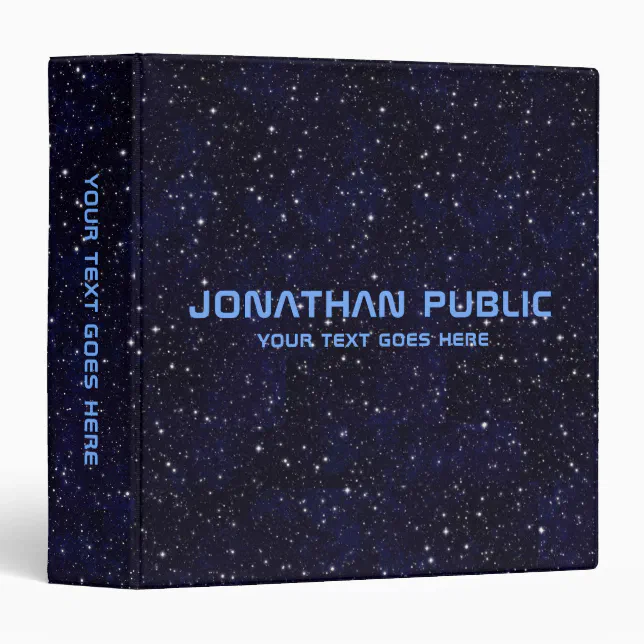 Customize Space Stars Universe Black Template 3 Ring Binder | Zazzle