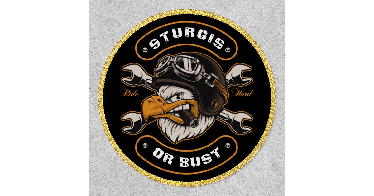 Customize Sturgis Or Bust Biker Eagle Wrenches Patch | Zazzle