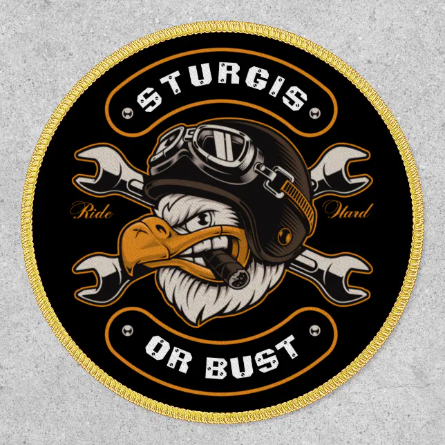 Customize Sturgis Or Bust Biker Eagle Wrenches Patch | Zazzle