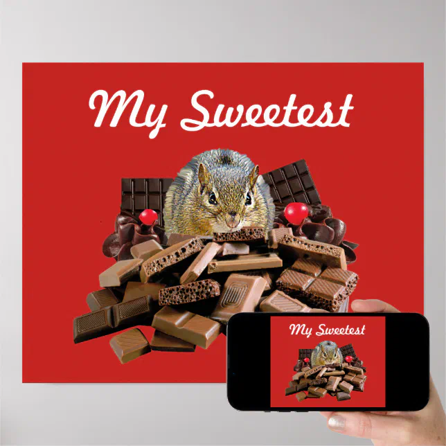 Customize Sweetest Day Chocolate Chipmunk Poster | Zazzle