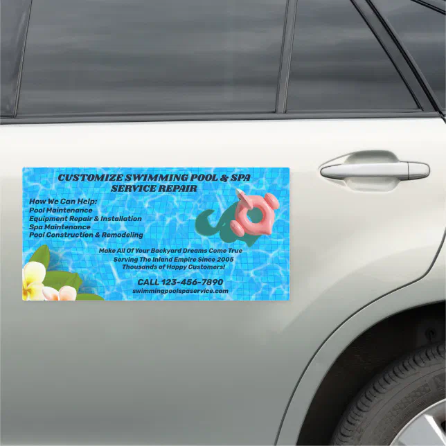 Customize Swimming Pool Spa Maintenance Repair Car Magnet | Zazzle
