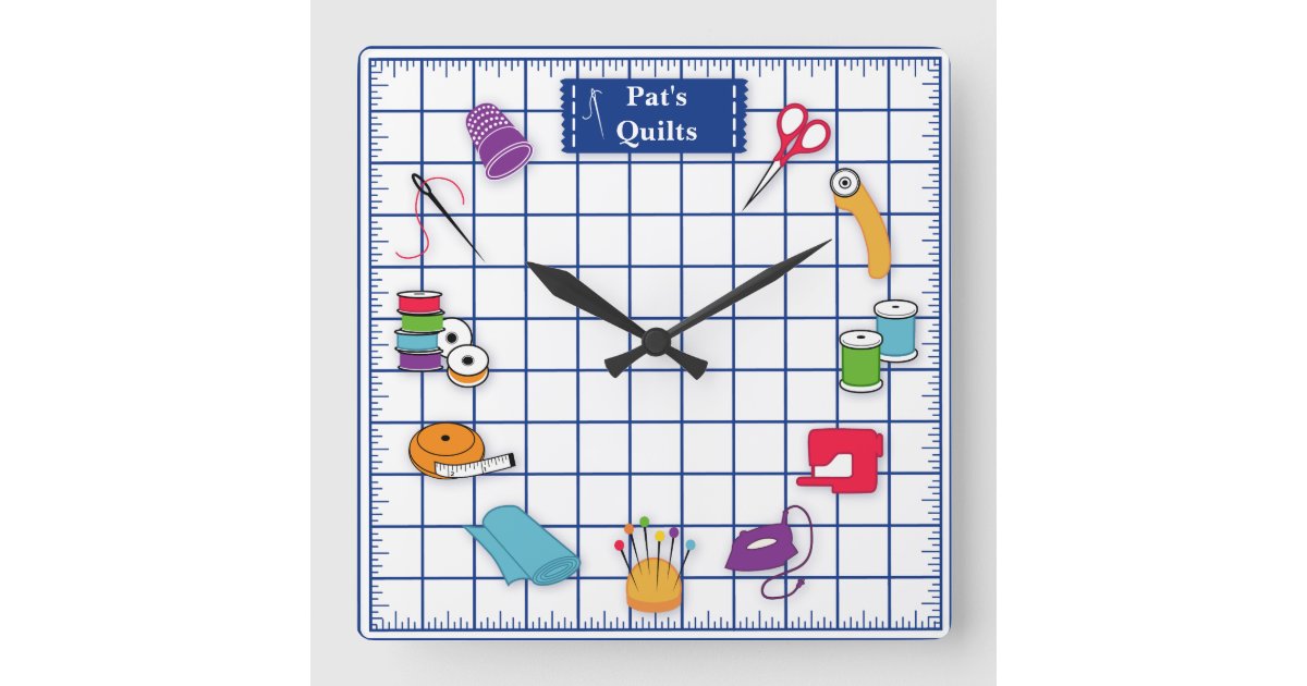 Customize the Label Quilt Time Square Wall Clock | Zazzle