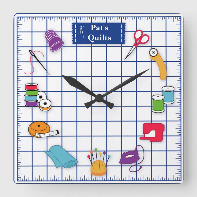Customize the Label Quilt Time Square Wall Clock | Zazzle