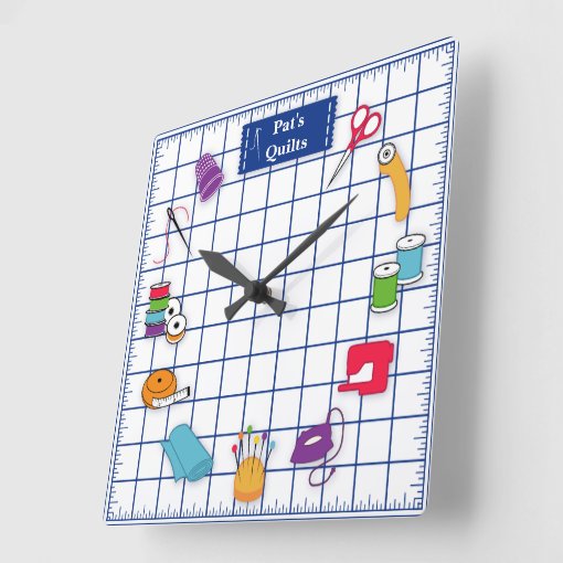 Customize the Label Quilt Time Square Wall Clock | Zazzle