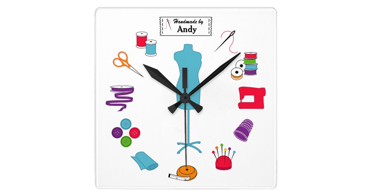 Customize the Label Sew Right Square Wall Clock | Zazzle.com