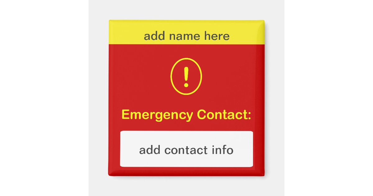 CUSTOMIZE THIS ~ Emergency Contact Magnet. Magnet | Zazzle