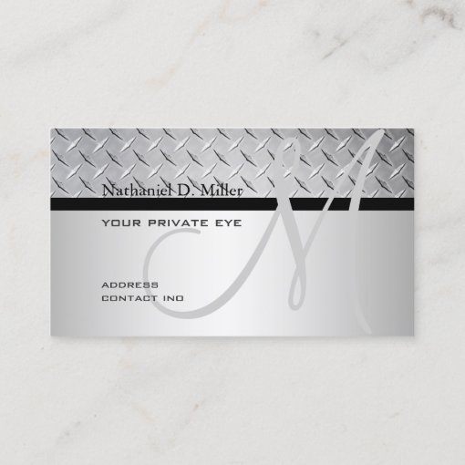Customize this monogram diamond steel plate business card | Zazzle