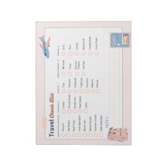 CUSTOMIZE Travel Checklist Notepad | Zazzle