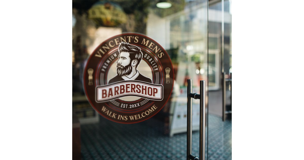 Customize Vintage Barber Shop Modern Cut Window Cling | Zazzle