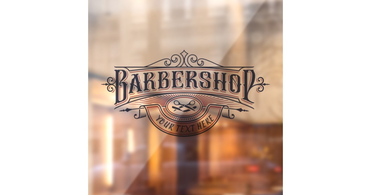 Customize Vintage Barbershop Business Window Cling | Zazzle