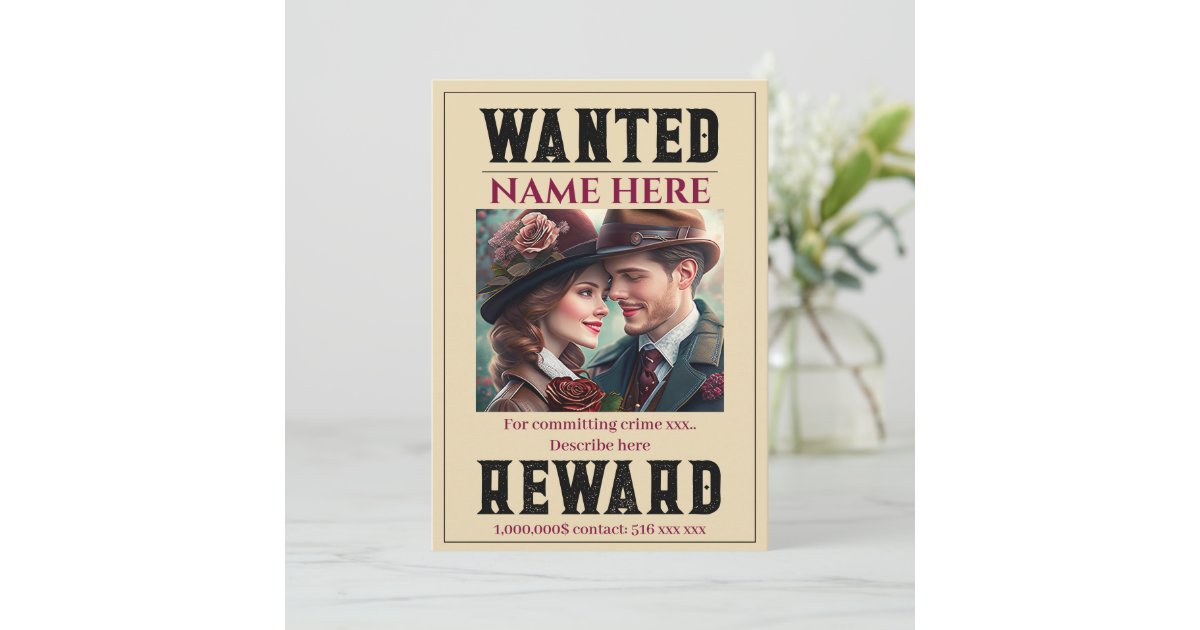 Customize wanted poster sign creator invitation | Zazzle