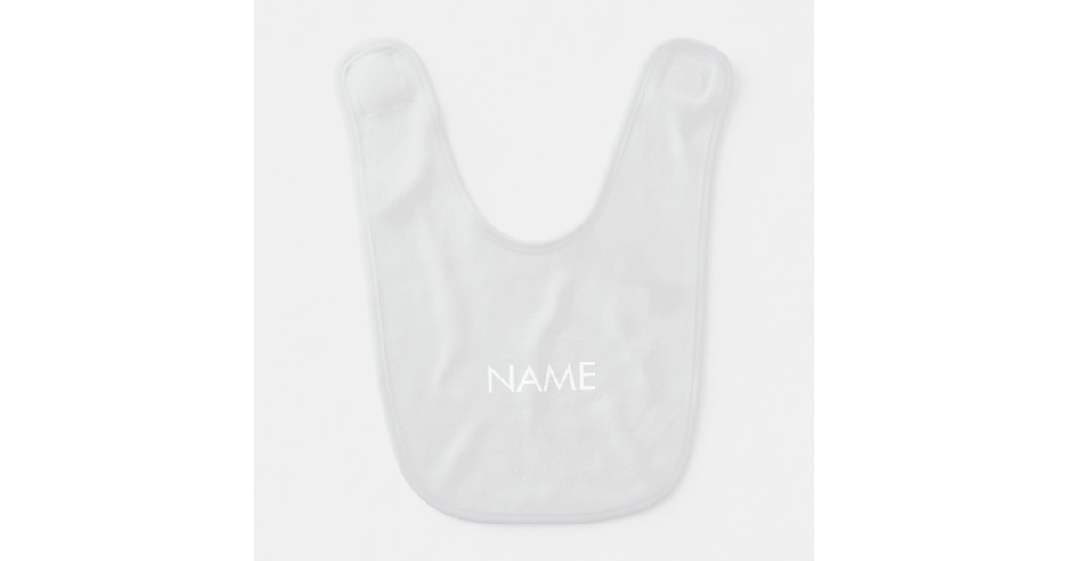 Customize with name, text minimalist grey white baby bib | Zazzle