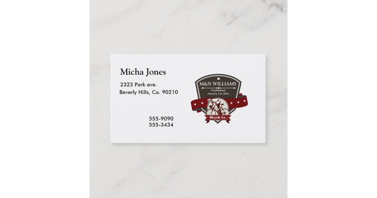 Customize Your Name Bicycle Company Logo Business Card | Zazzle