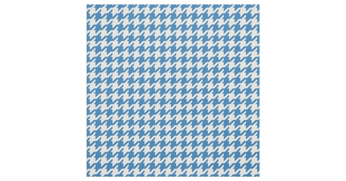 Customize your own blue white houndstooth pattern fabric | Zazzle