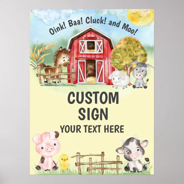 Customize Your Own Farm Theme Birthday Party Sign | Zazzle