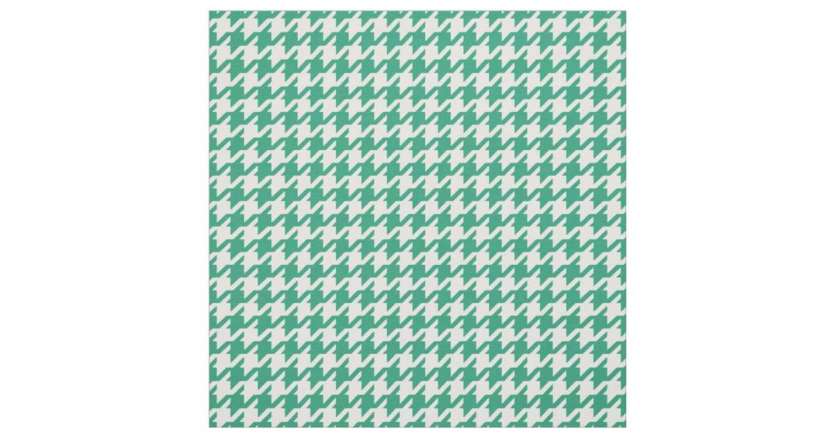 Customize your own green white houndstooth pattern fabric | Zazzle
