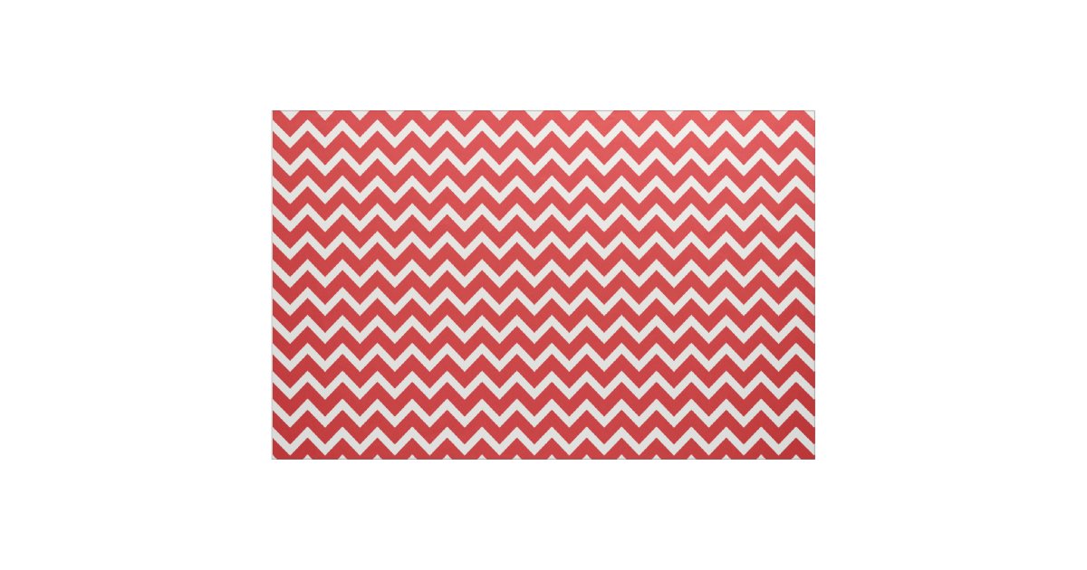 Customize your own red white chevron pattern fabric | Zazzle