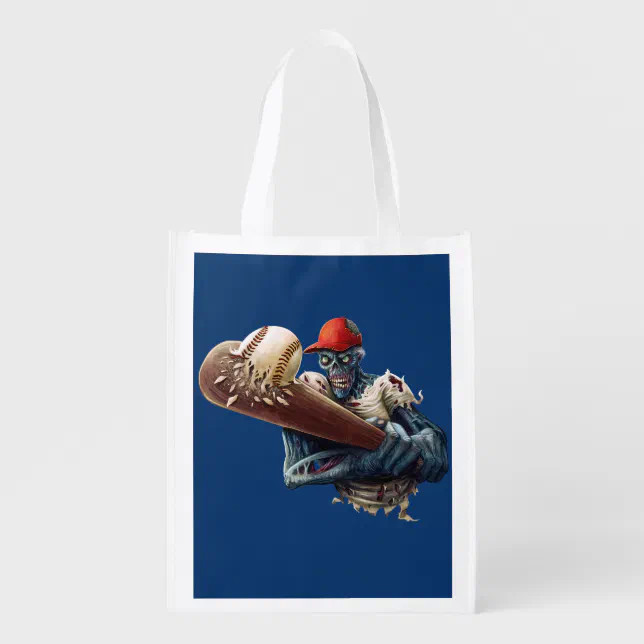 Customize Zombie Baseball Slugger Scary Halloween Grocery Bag | Zazzle