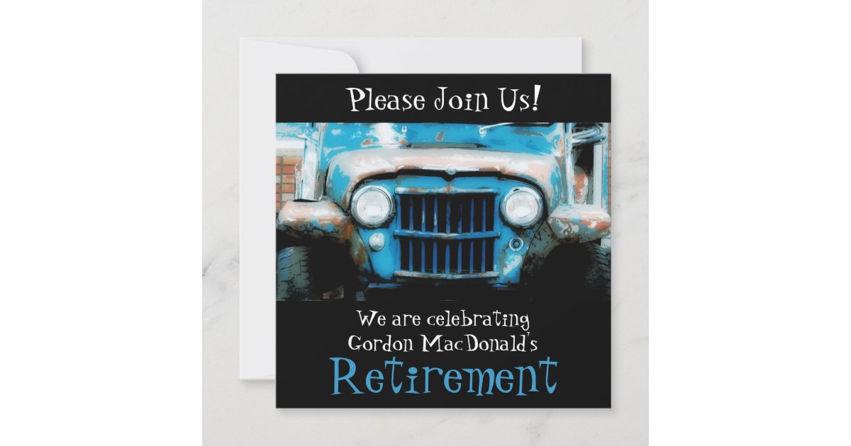 Customizeable Antique Car Retirement Party Invite | Zazzle