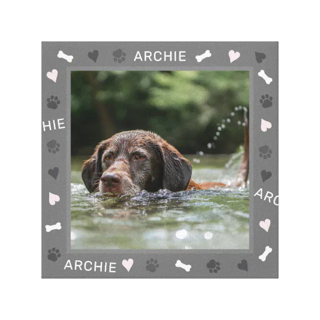 Customizeable Dog Photo and Personalized Name Canvas Print | Zazzle