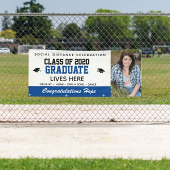 Customized 2021 Blue Graduation Banner | Zazzle