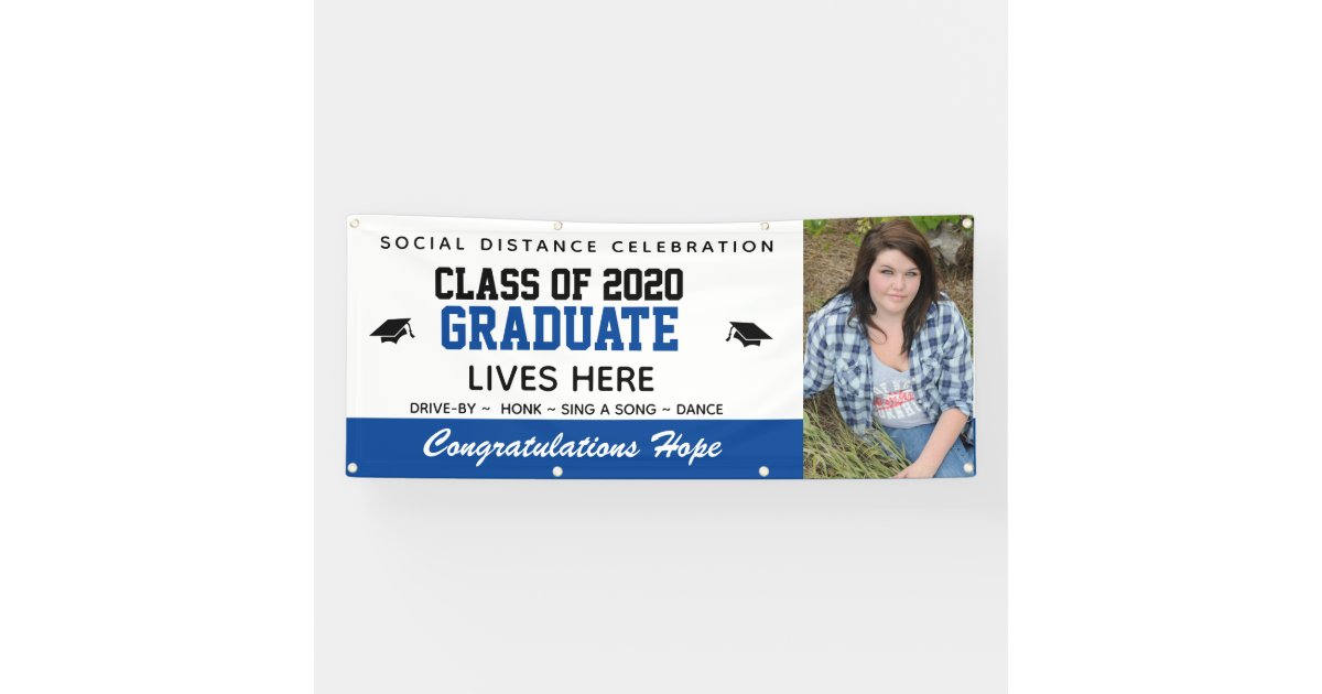 Customized 2021 Blue Graduation Banner | Zazzle