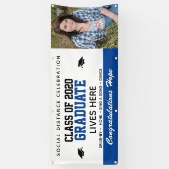 Customized 2021 Blue Graduation Banner | Zazzle