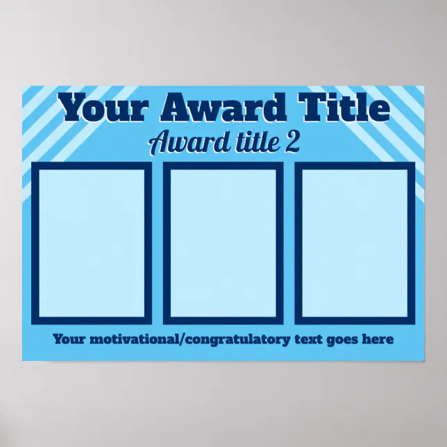 Customized 3-photo employee student award display poster | Zazzle