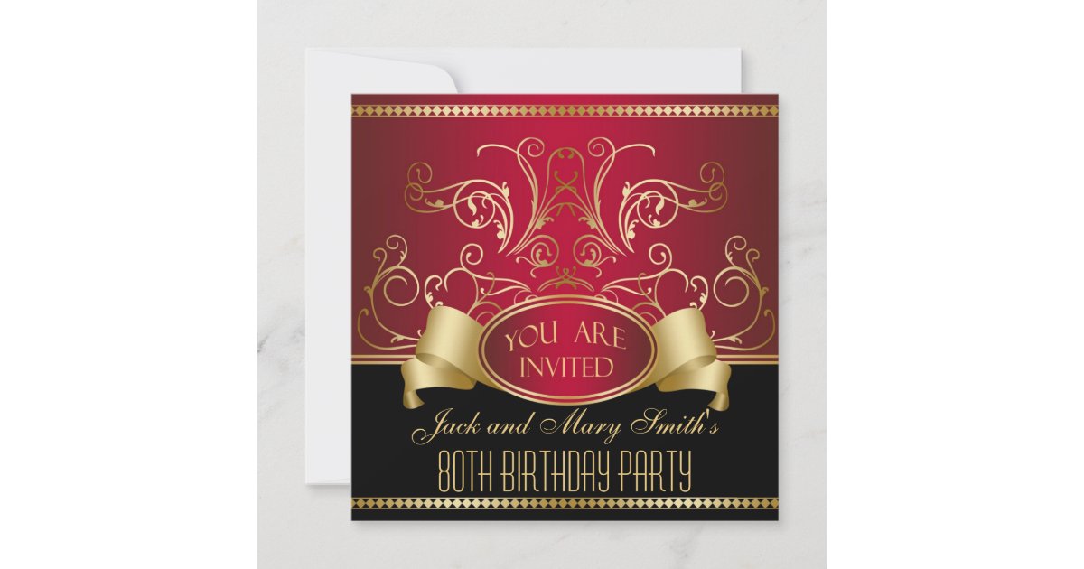Customized 80th Birthday Party Invitation | Zazzle