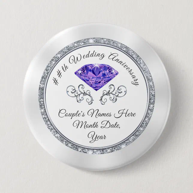 Customized Amethyst Anniversary Favors Anniversary Button | Zazzle