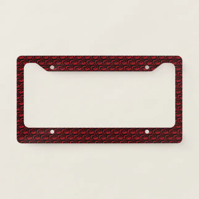 Customized and Personalized Red and Black Heart on License Plate Frame ...