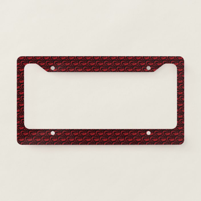 Customized and Personalized Red and Black Heart on License Plate Frame ...