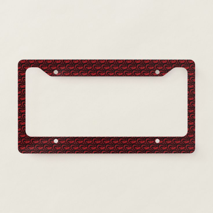 Customized and Personalized Red and Black Heart on License Plate Frame ...