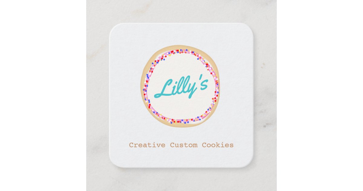 Customized Bakery Personalized Cookie Logo Square Business Card ...