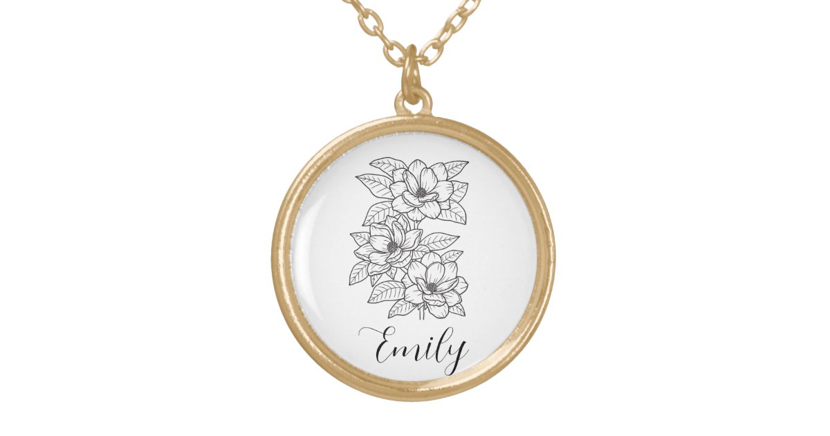 Customized Birth Flower Necklace with Name,Brid | Zazzle