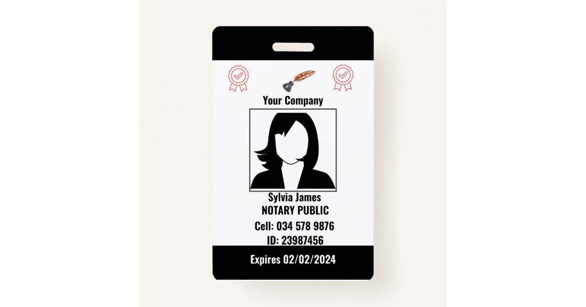 Customized Black & White Employee ID Badge | Zazzle