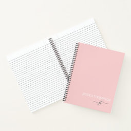 Customized Blush Pink Modern Monogram Name Notebook | Zazzle