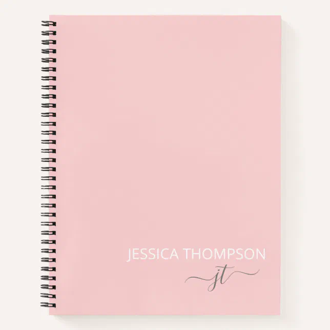 Customized Blush Pink Modern Monogram Name Notebook | Zazzle