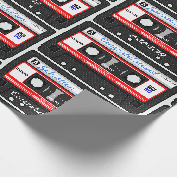 Customized Cassette Mixtape Custom Name, Occasion Wrapping Paper | Zazzle